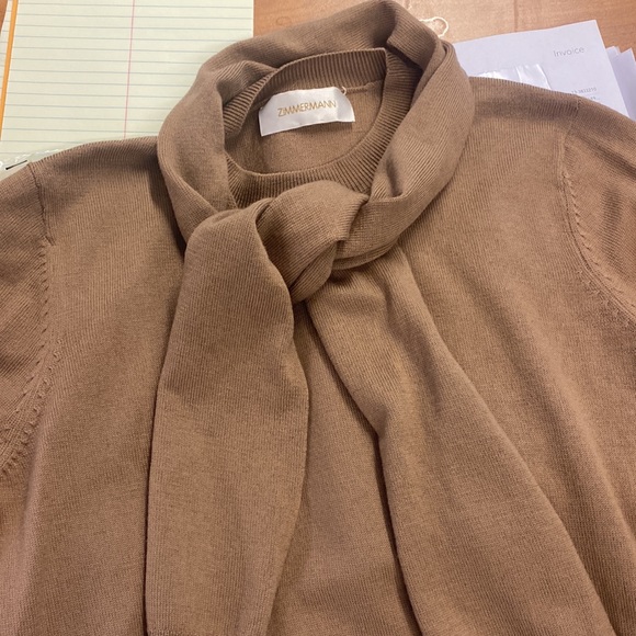 Zimmermann | Sweaters | Zimmermann Tie Neck Sweater In Tan Color Size ...
